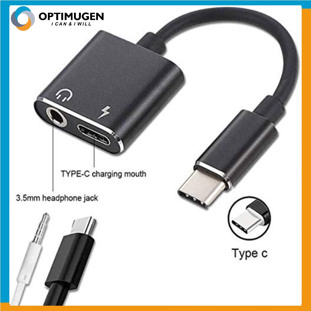 Jual Splitter USB Type C Audio Charging Adapter Convertor 2in1 3.5mm ...