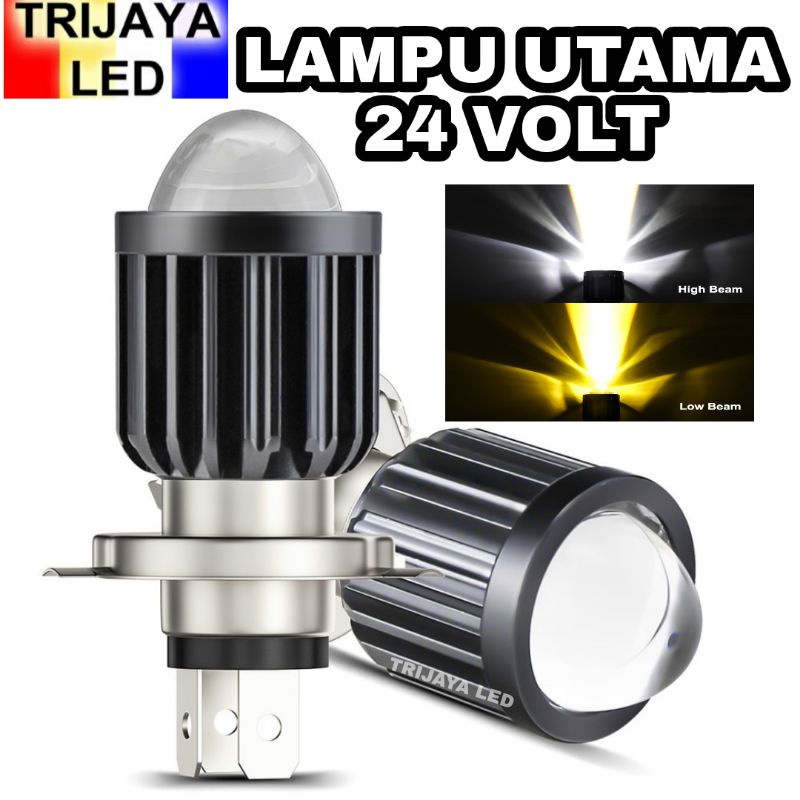 Jual Lampu LED Utama Depan 24 Volt H4 Laser Gun D2 High Low 2 Warna Putih Kuning Truk Bus Fuso ...