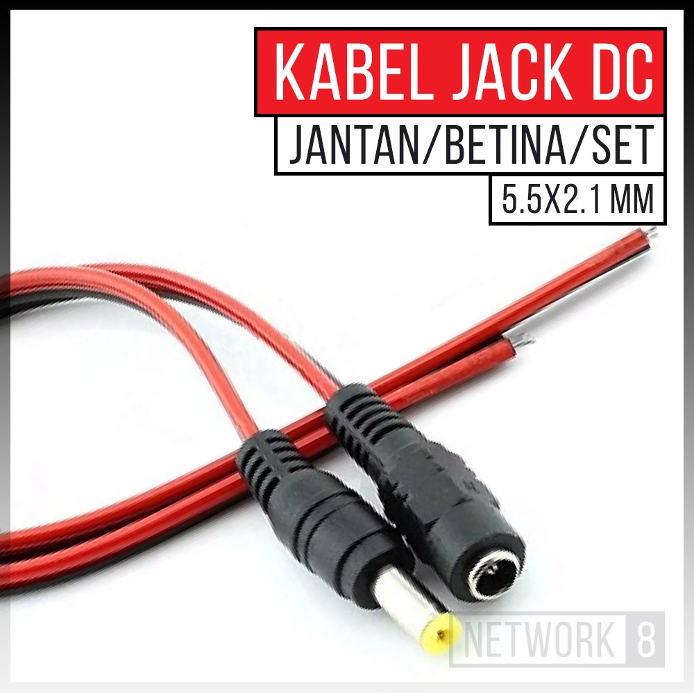 Jual KABEL SOKET JACK JEK DC 5.5 2.1 MM MALE FEMALE JANTAN BETINA SET ...