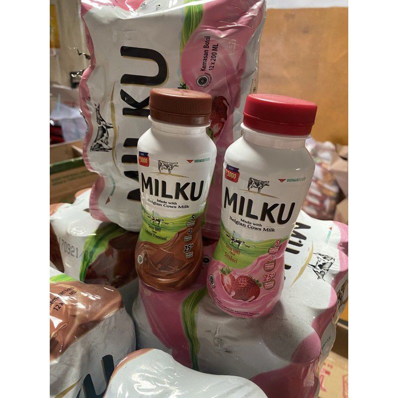 Jual susu botol milku / susu coklat / strawberry | Shopee Indonesia
