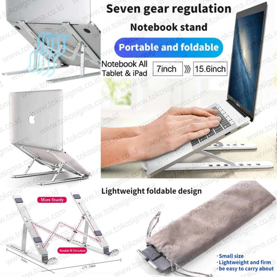 Jual Laptop Stand Lipat Notebook Holder Adjust Height Tinggi 7 Level ...