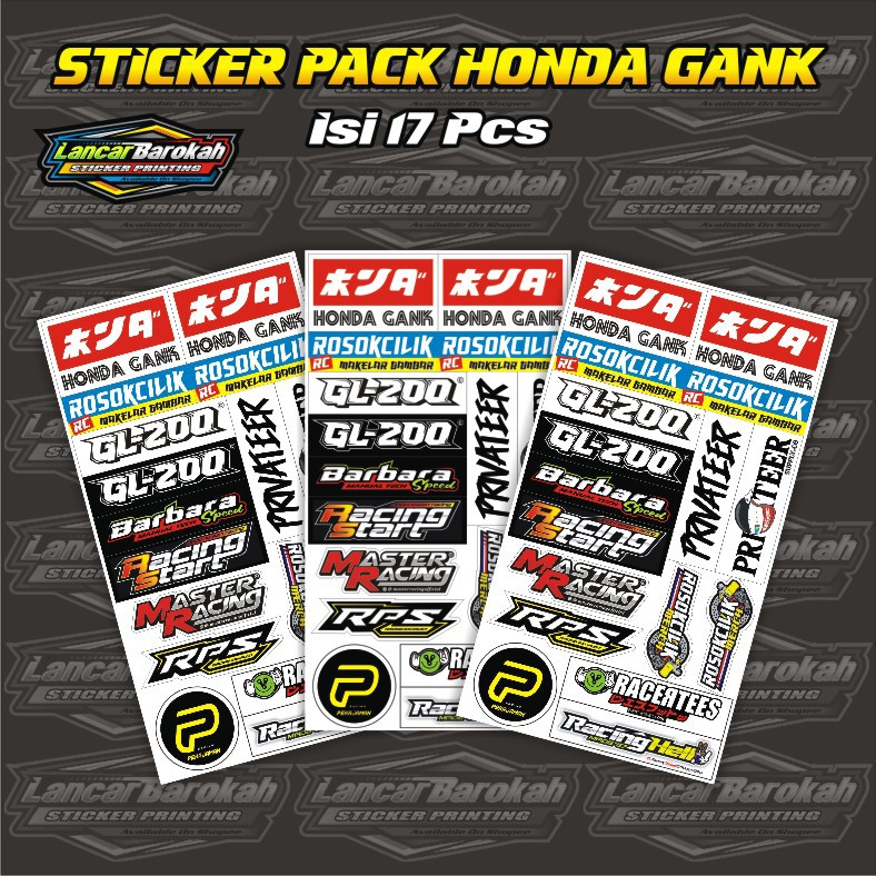 Jual STICKER PACK HONDA GANK, ROSOK CILIK, GL 200, PRIVATEER, BARBARA ...
