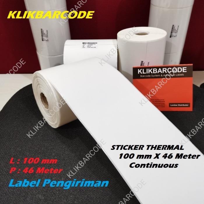 Jual label barcode direct thermal 10 cm x 46 meter, non gap ...