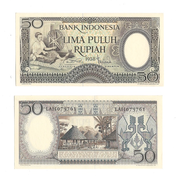 Jual Uang kuno Indonesia 50 Rupiah 1958 Seri Pekerja Tangan I Extra ...
