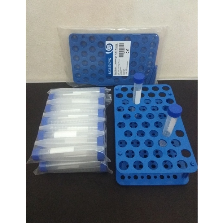 Jual Set Centrifuge Tube 15 ml Plus Rack For Microcentrifuge Tube 15 ml | Shopee Indonesia