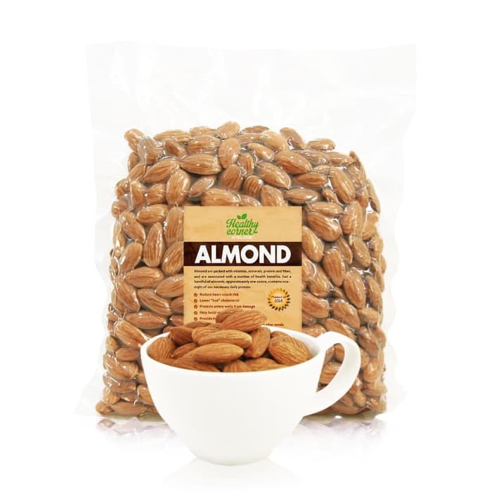 Jual Kacang Almond Mentah Kupas Utuh Whole Natural Raw Almon - 250 gram ...