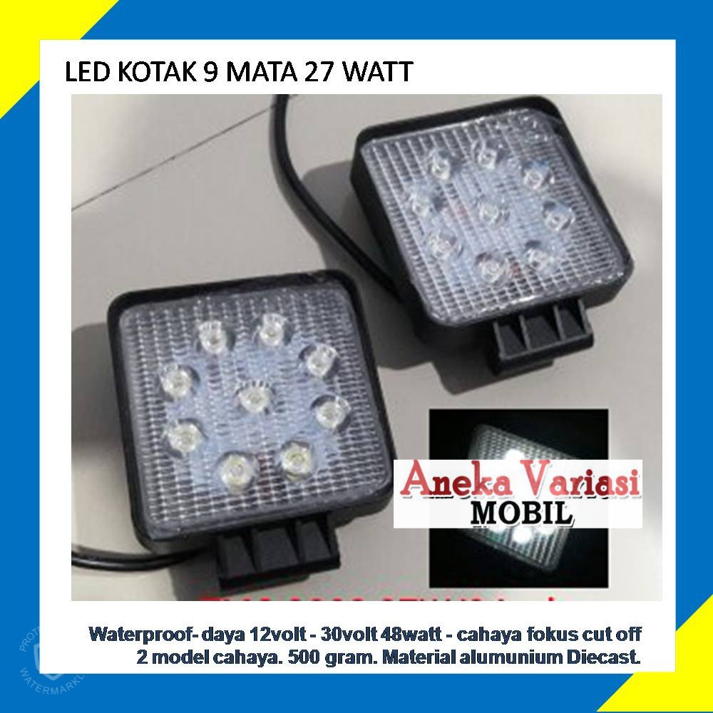 Jual LAMPU SOROT LAMPU TEMBAK LED KOTAK 9 MATA 27 WATT TEBAL 5.5CM ...