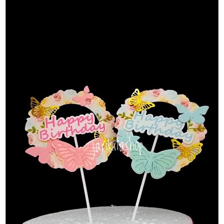 Jual CAKE TOPPER LINGKARAN KUPU KUPU BUNGA BUTTERFLY CIRCLE FLOWER ...