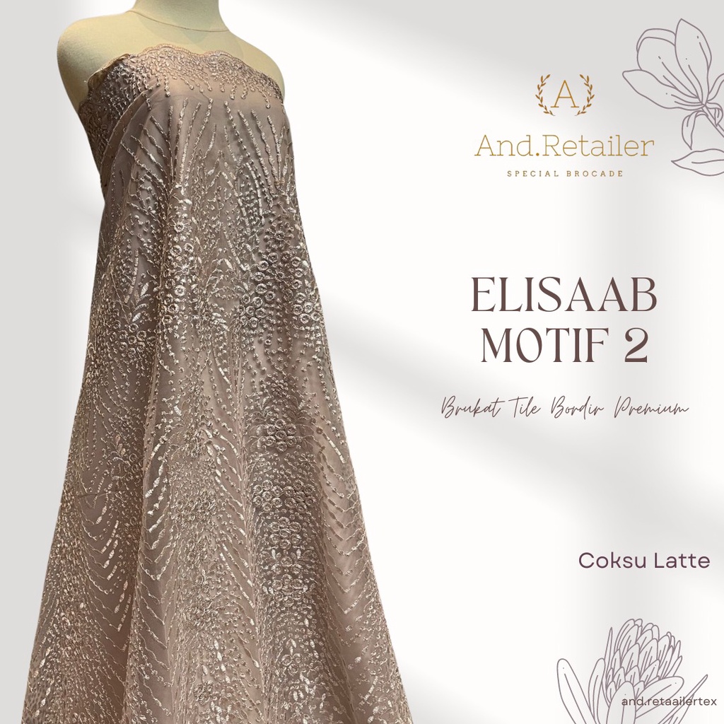 Jual Bahan Kain Kebaya Brokat Tile Bordir Elie Saab New Series Warna ...