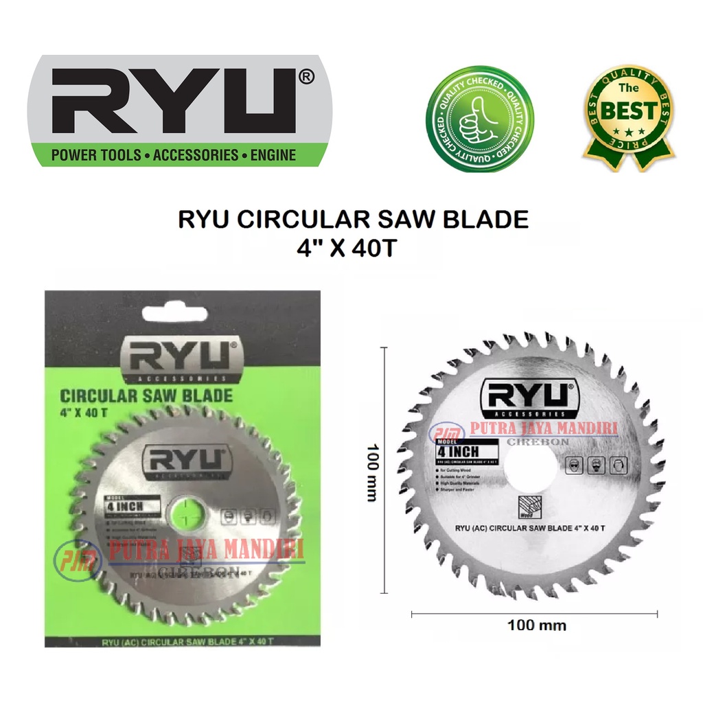 Jual Ryu Mata Potong Circle 4'' x 40 T / Circular Saw Blade 4'' x 40 T ...