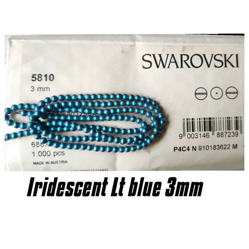 Jual Mutiara Swarovski 3mm iridescent Lt blue (perbutir) | Shopee Indonesia