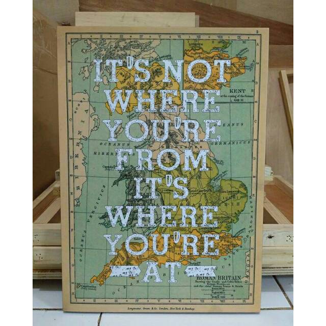 Jual PAJANGAN DINDING POSTER + BINGKAI KAYU MAP QUOTE | Shopee Indonesia