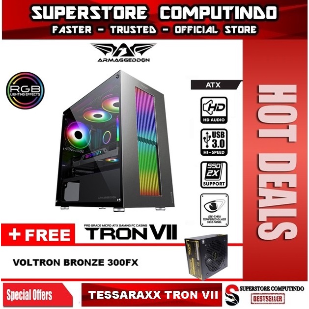 Jual Armaggeddon Tron VII ATX Gaming PC Case with Tempered Glass Side ...