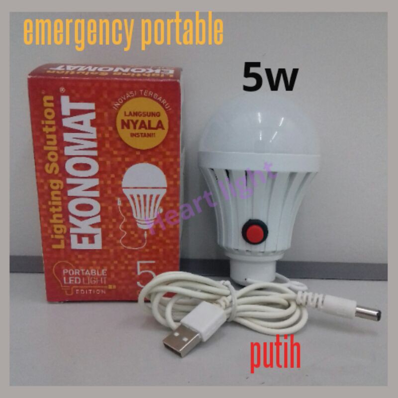 Jual Lampu EMERGENCY LED EKONOMAT PORTABLE 5W PUTIH DAYLIGHT LAMPU CAS ...