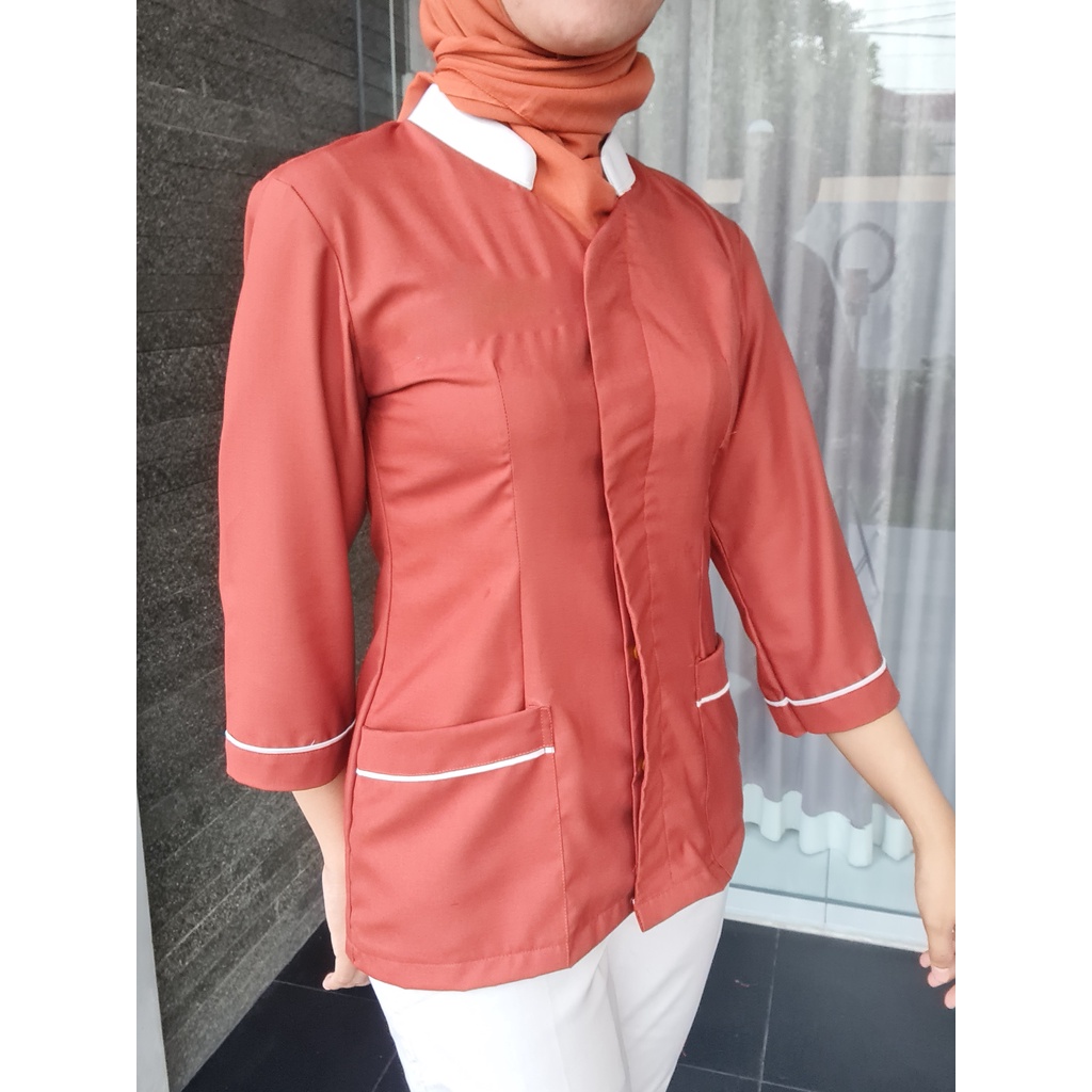 Jual Atasan Baju Seragam Suster Daisy Green Olive Lengan Panjang ...