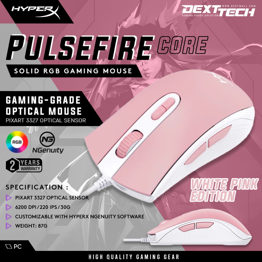Jual HyperX Pulsefire Core Pink / White RGB Gaming Mouse | Shopee Indonesia
