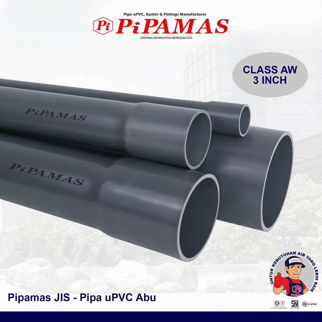 Jual Pipa PVC Abu AW 3 inch Pipamas JIS uPVC | Shopee Indonesia