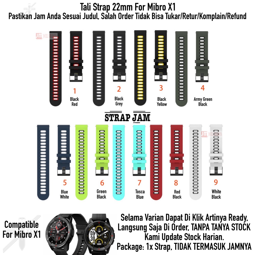 Jual DTU 22mm DUAL TONE Tali Jam Mibro X1 - Watch Strap Rubber Silikon ...