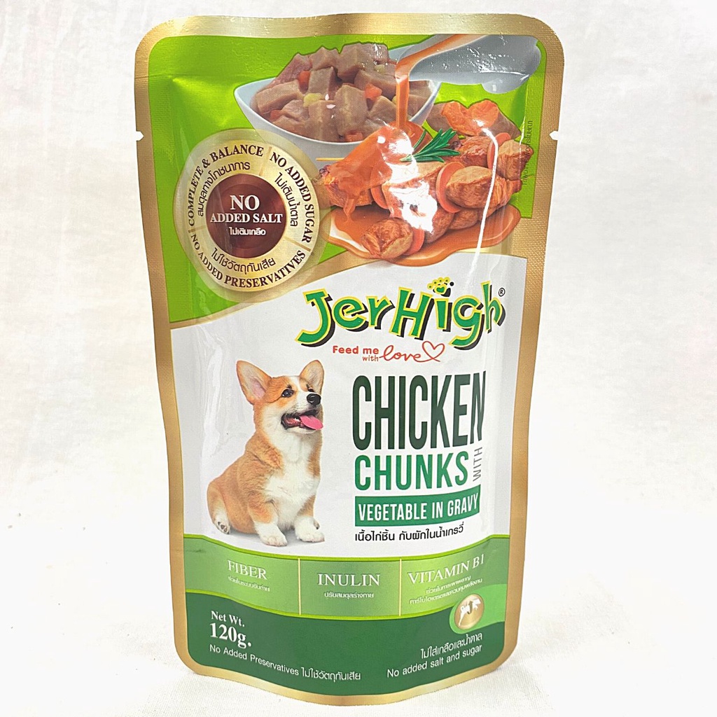 Jual JERHIGH Makanan Anjing Pouch Chicken and Vegetables 120gr | Shopee ...