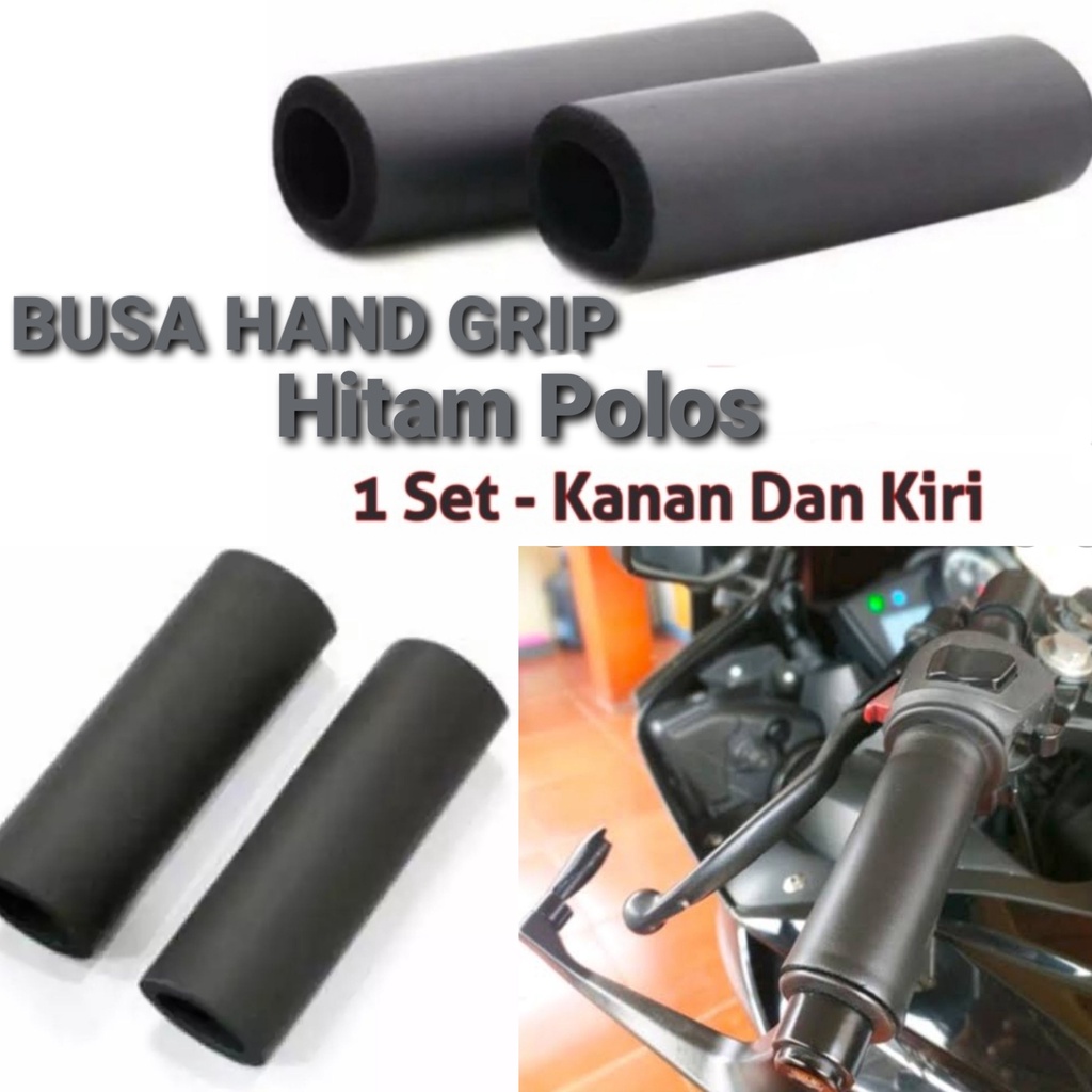 Jual BUSA SPON HAND GRIP MOTOR POLOS HITAM ISI 2 PCS | Shopee Indonesia