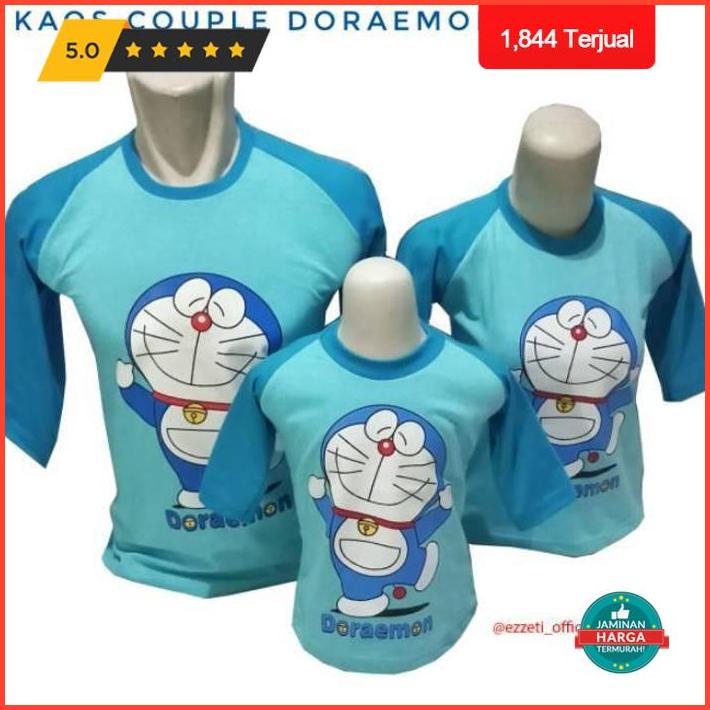 Jual Baju Kaos Couple Family Motif Doraemon Biru / Kaos Ezzeti Murah ...