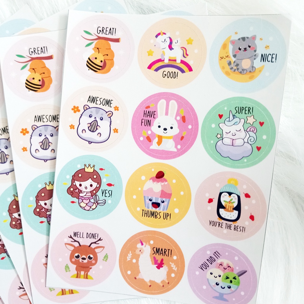 Jual Sticker Reward Bulat untuk Anak / Sticker anak / Sticker lucu ...