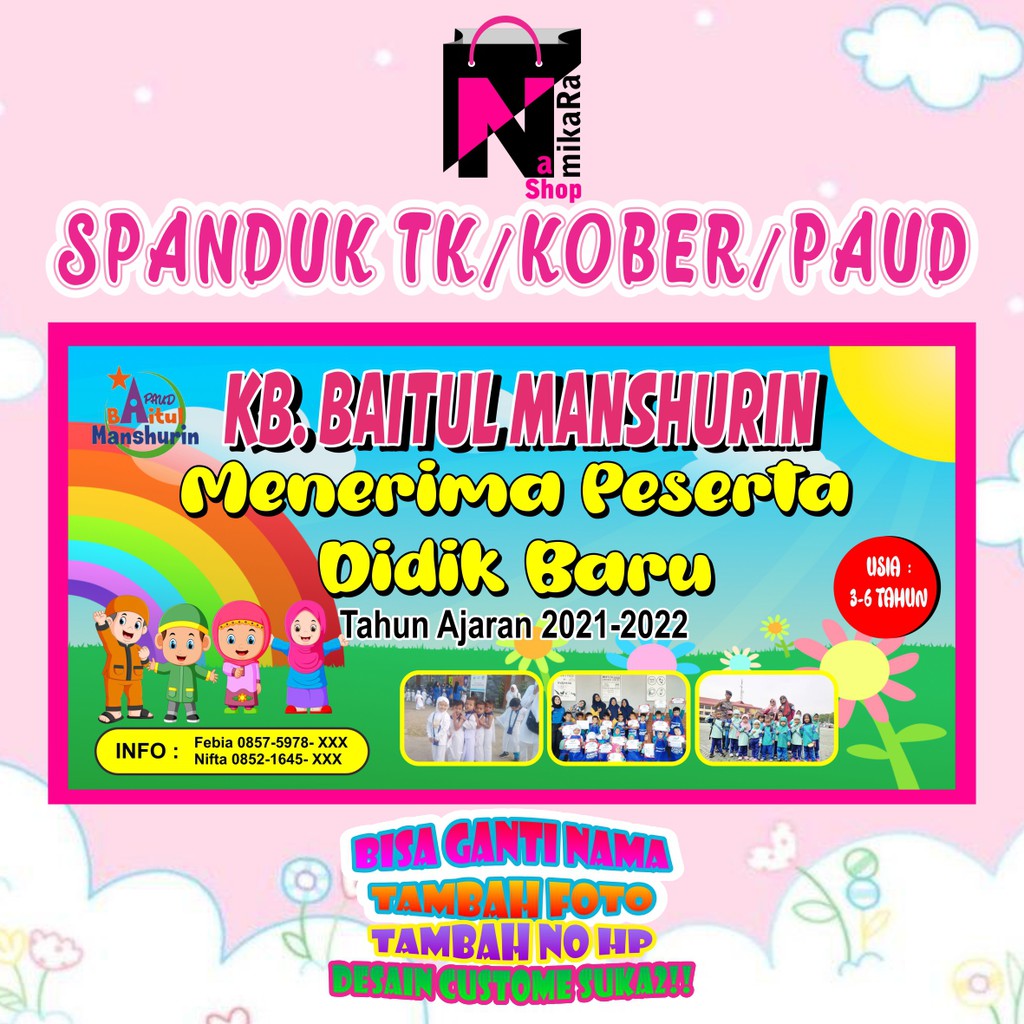 Jual SPANDUK BANNER BACKDROP PENERIMAAN SISWA TK/KOBER, BANNER TK PAUD ...