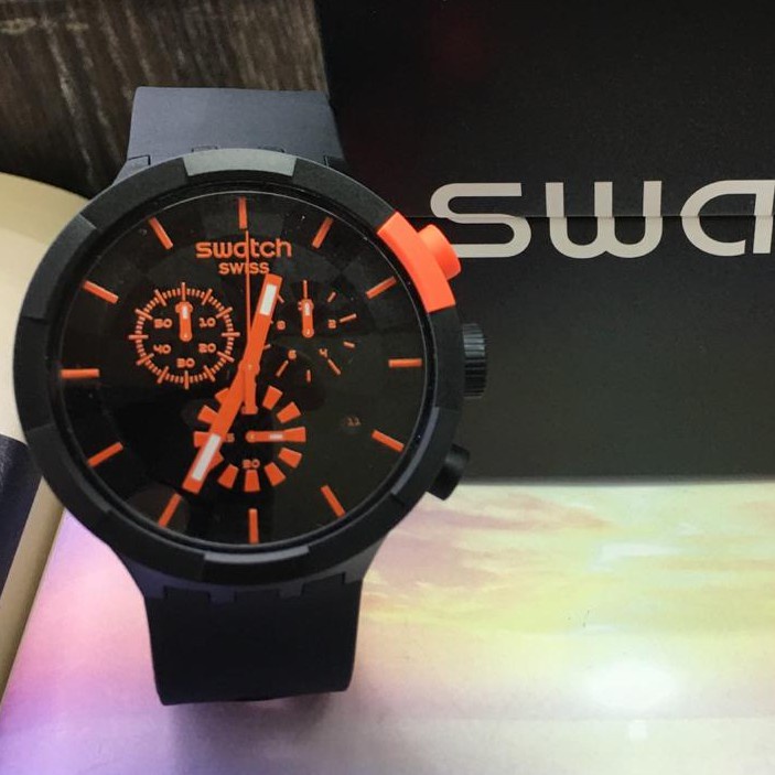 Jual JAM TANGAN PRIA SWATCH SB02B402 CHECKPOINT RED BIG BOLD CHRONO ...