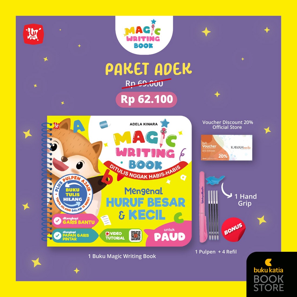 Jual MAGIC WRITING BOOK; MENGENAL HURUF DAN KOSAKATA; MENGENAL GARIS ...