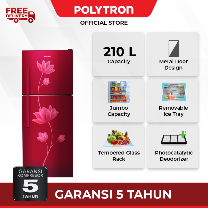 Jual POLYTRON Kulkas 2 Pintu Metallic 210 liter PRB 219R | Shopee Indonesia