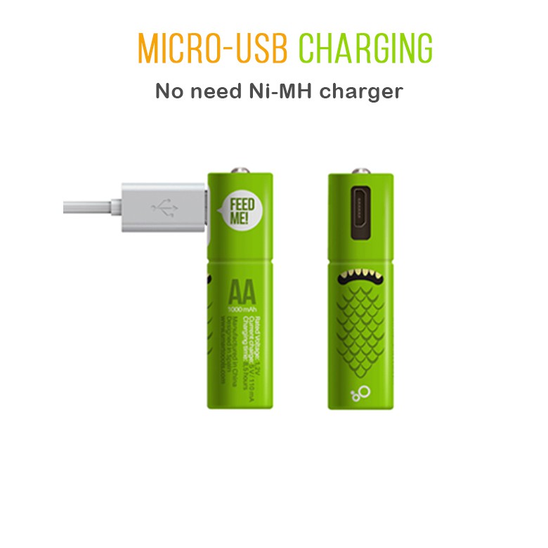Jual Smartoools Micro USB rechargeable AA AAA battery 1000mah Baterai ...