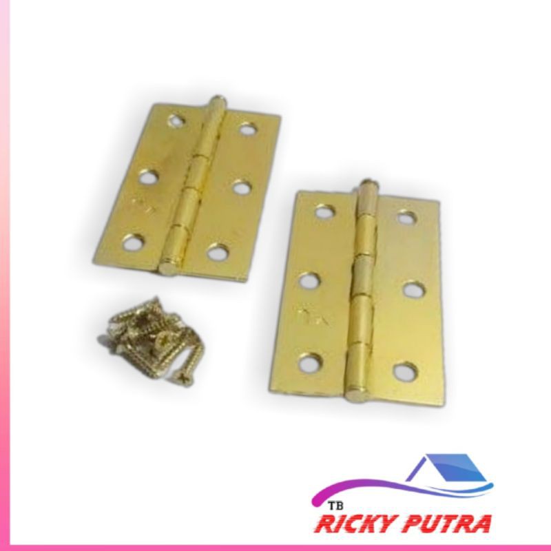 Jual Engsel Kupu Plat Besi Kuning 2 1/2 inci / engsel lemari jendela ...