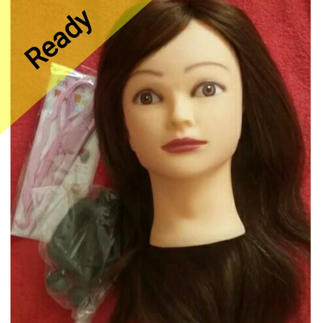 Jual (READY) 90% human hair mannequin boneka latihan sanggul hair do ...