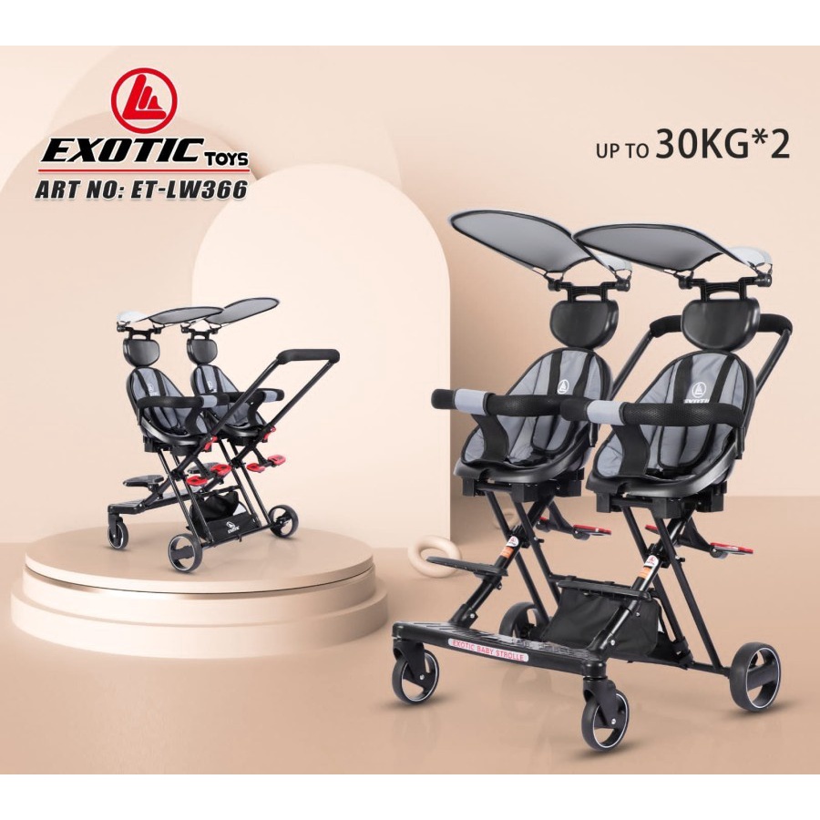 Jual (FREE PACKING) Magic Stroller Twins Kembar Pasific Exotic ET-LW366 ET LW 366 LW-366 ...