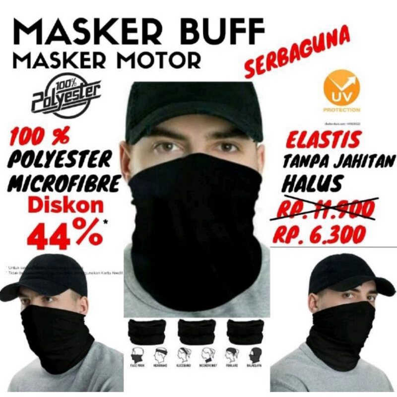 Jual Masker motor hitam polos Baff motor hitam polos | Shopee Indonesia