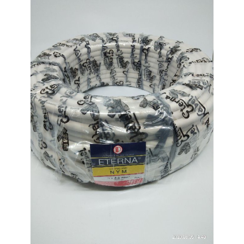 Jual Kabel Eterna NYM 3x2,5 @50m 3x2.5 putih tunggal kawat | Shopee Indonesia