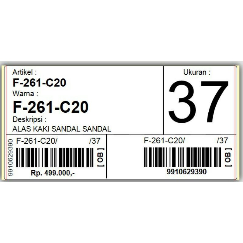 Jual Cetak Label Barcode Ukuran 10 x 5 - Label Sepatu - Label Sandal ...