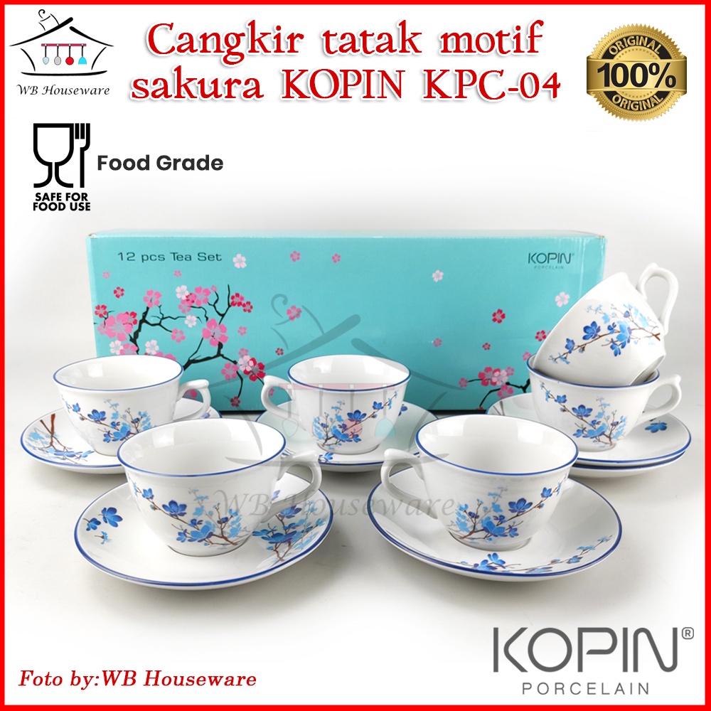 Jual Cangkir set 6 pasang motif sakura biru 220ml / tea set coffee set ...