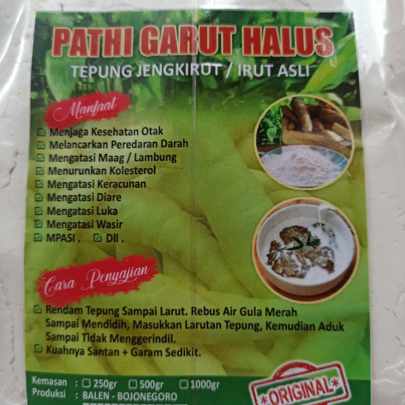 Jual (BPOM) tepung garut 500gr / pati garut / arrowroot / arrowroot ...