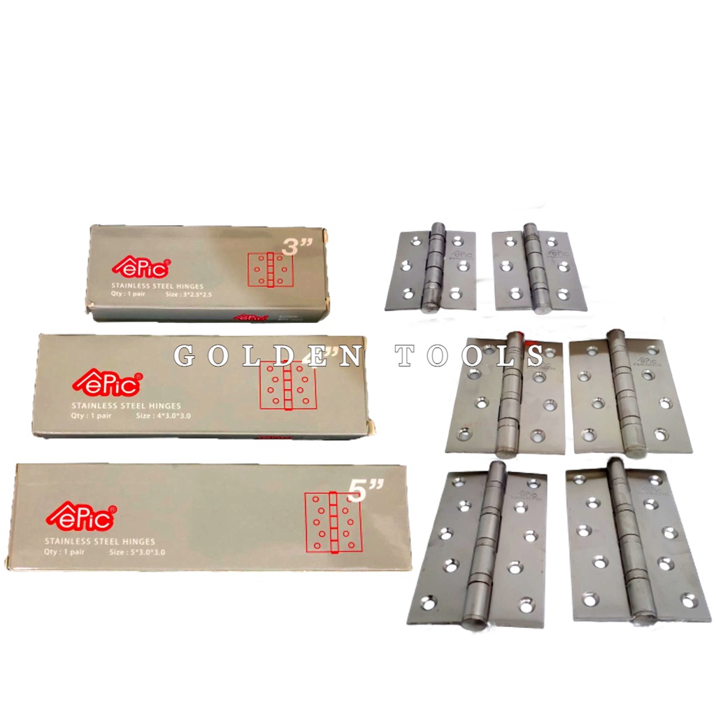 Jual ENGSEL PLAT PINTU STAINLESS STEEL HINGES EPIC UKURAN 3" 4" & 5 ...