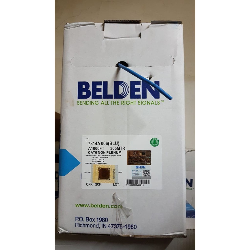 Jual Belden 7814A Kabel LAN UTP Cat.6 / Cat6 Biru ( BLUE Colour ...
