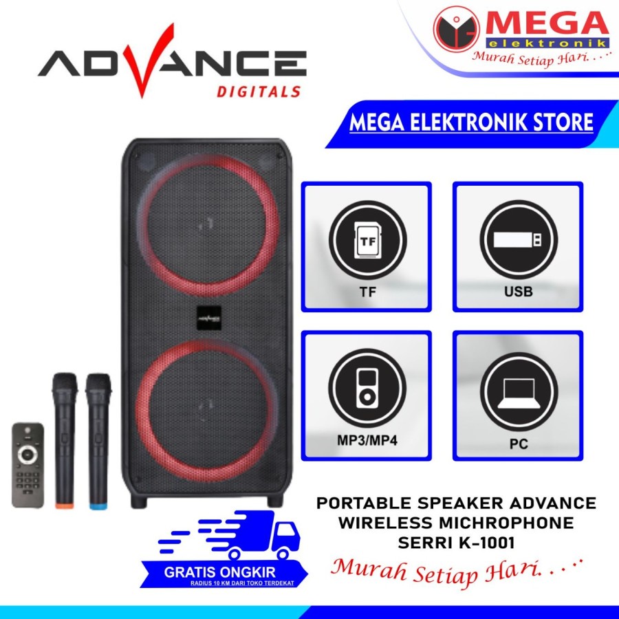 Jual SPEAKER PORTABLE ADVANCE K-1001 / K 1001 WIRELESS MICROPHONE ...