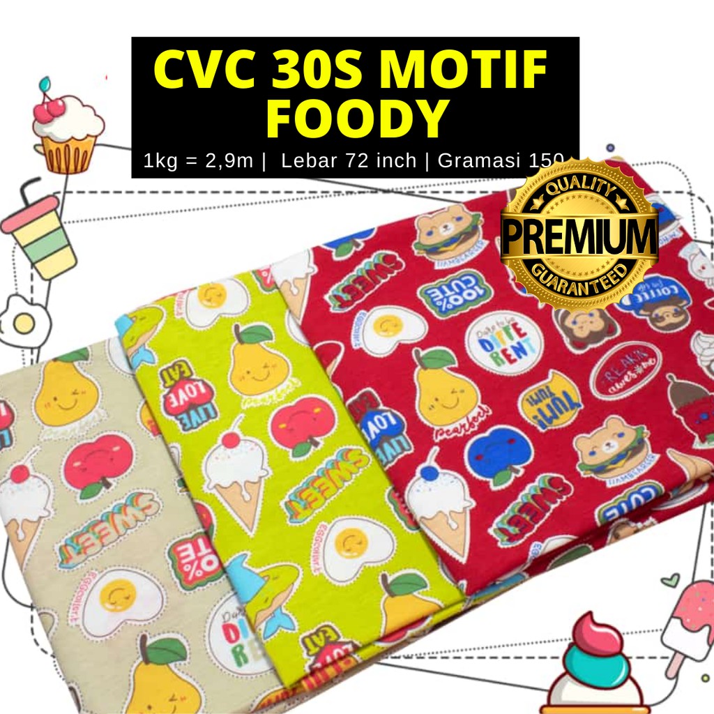 Jual Bahan Kaos CVC 30S Motif Printed Paket Per KG | Shopee Indonesia