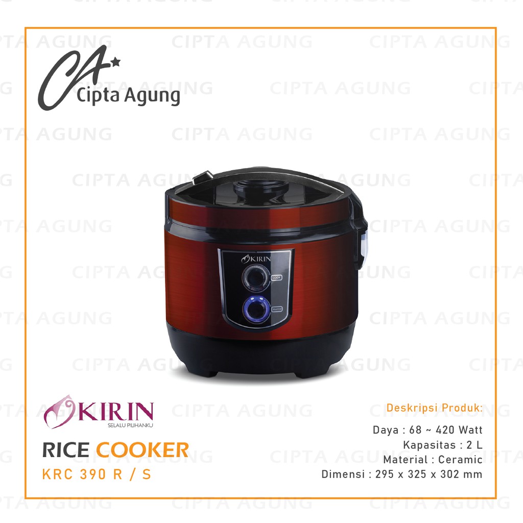 Jual RICE COOKER 2 L KIRIN KRC 390 KRC-390 MAGIC COM | Shopee Indonesia