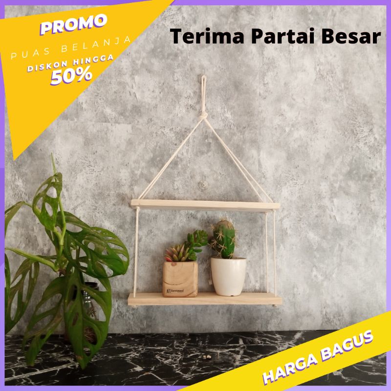 Jual Ambalan Dinding Tali Gantung 2 Susun 27x7x2cm | Shopee Indonesia
