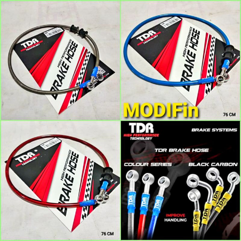 Jual Selang Rem Depan 76cm Original TDR Racing Merah Biru Silver ...