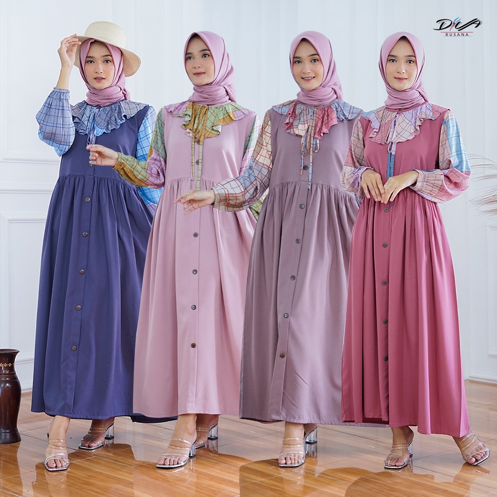 Jual Gamis Muslim Wanita Peinces Crepe Davia | Shopee Indonesia
