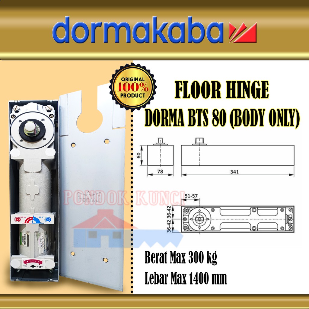 Jual Floor Hinge Dorma BTS 80 / Engsel Tanam Dorma BTS 80 Floorhinge Dorma Original Komplit ...