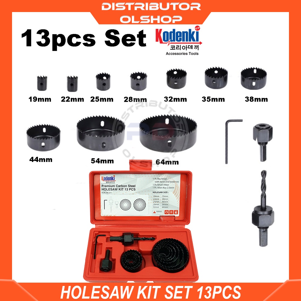 Jual MATA BOR HOLESAW KIT SET 13 PCS KAYU PIPA PARALON PVC GYPSUM ...