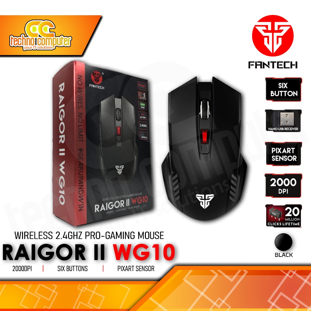 Jual FANTECH RAIGOR II WG10 Wireless Black - Gaming Mouse | Shopee ...
